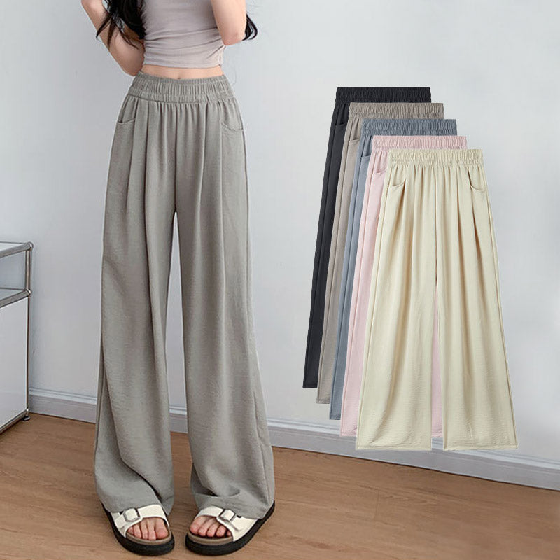 Women's Summer Lightweight Elastic-Waist Wide-Leg Pants – blackenx