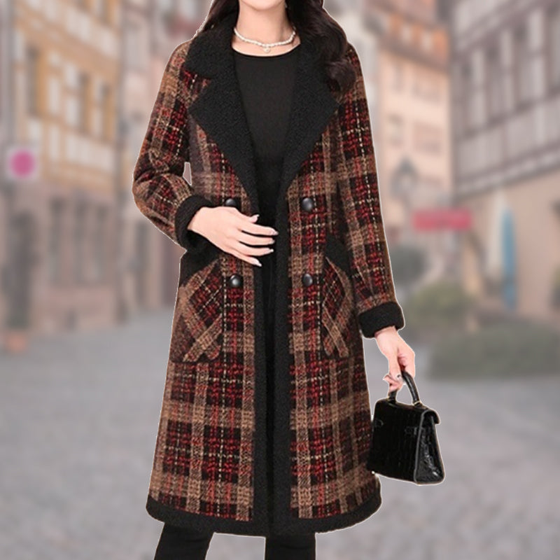 ️Winter Specials ️ Women's Lapel Plaid Mid-Length Tweed Coat – blackenx