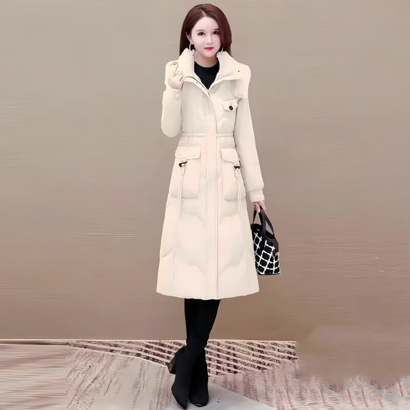 Medium-Length Thickened Hooded Lapel Cotton Coat – blackenx