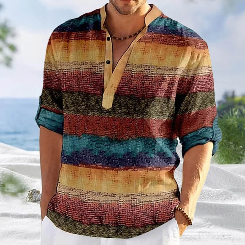 Colored 3D printed standing collar shirt – blackenx